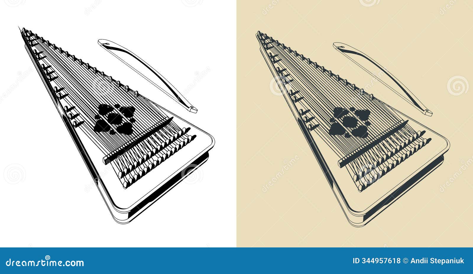 Psaltery Ancient Multi-stringed Musical Instrument Stock Illustration ...