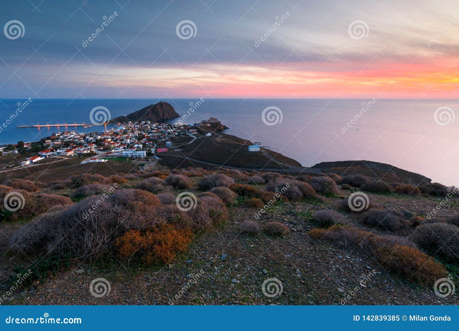 Psara island stock image. Image of island, greece, harbor - 142839385