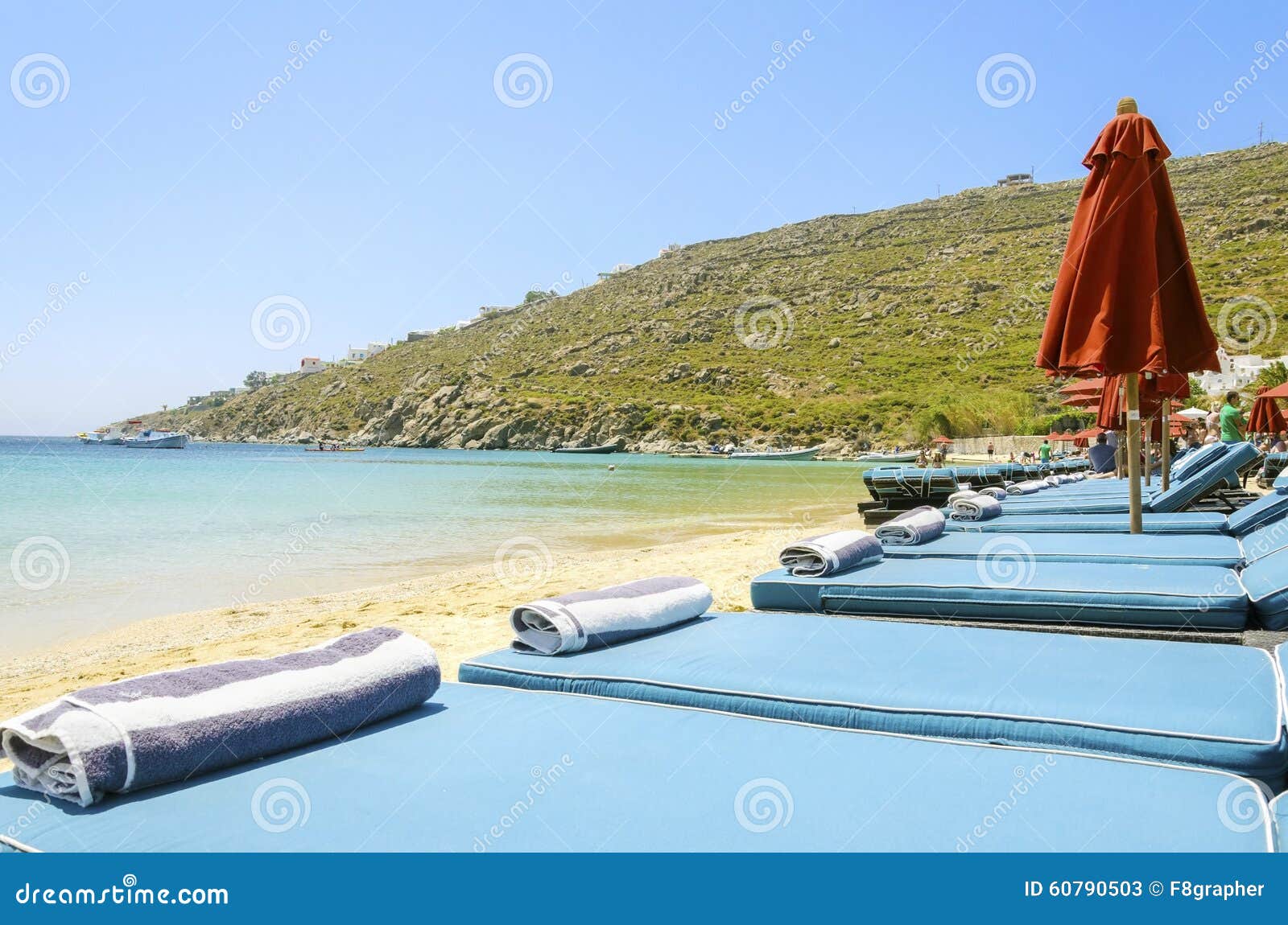 Psarou Strand, Mykonos, Grekland Redaktionell Arkivfoto - Bild av ...