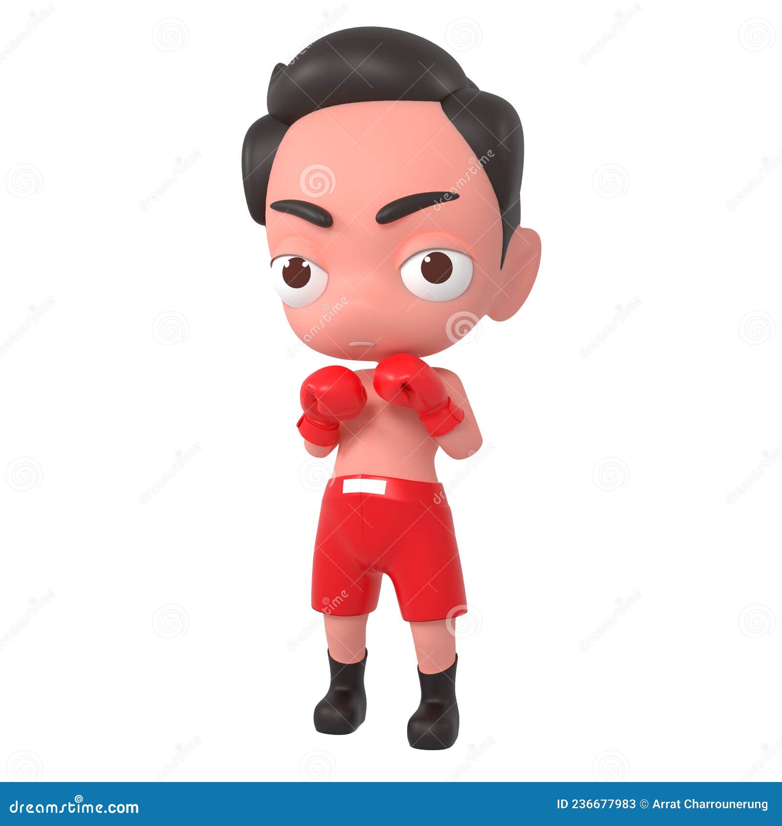PSD File Cute Boxer Cartoon SD Model 3D Render Character. 3d Rendering ...