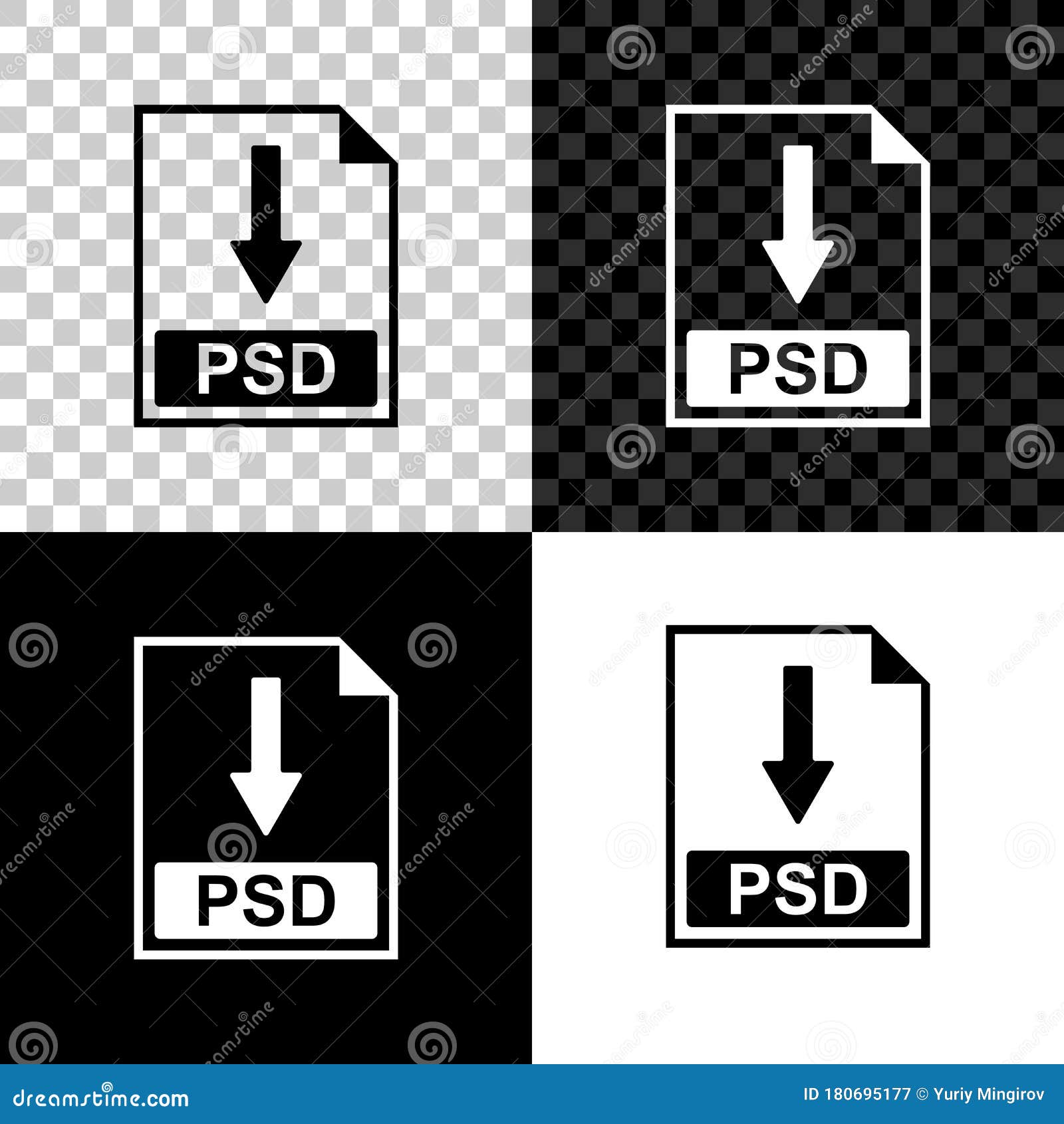 PSD File Document Icon. Download PSD Button Icon Isolated on Black ...