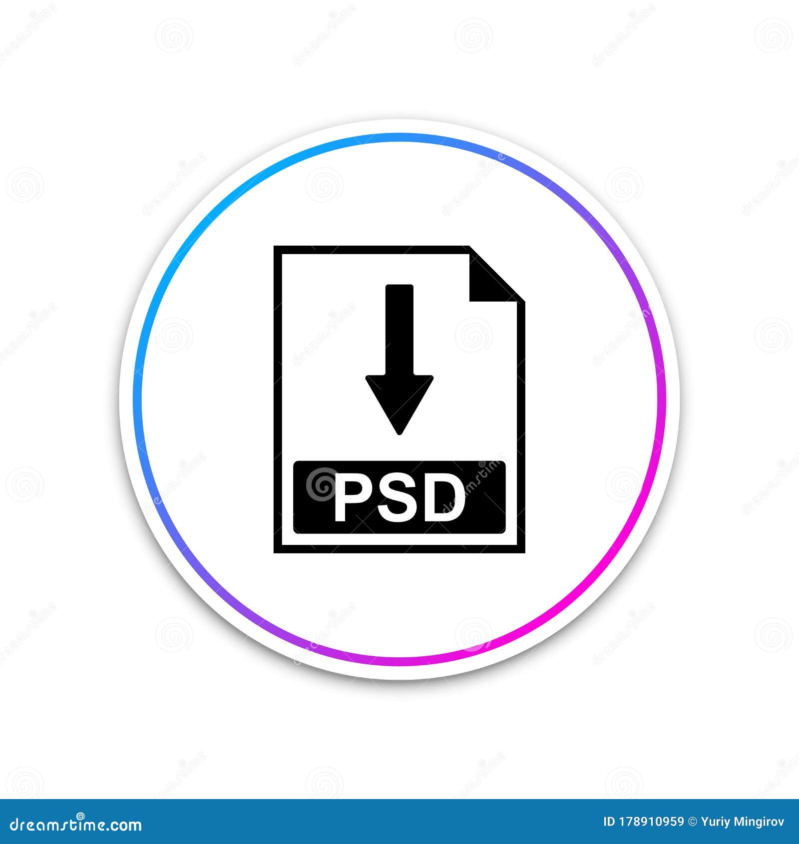 PSD File Document Icon. Download PSD Button Icon Isolated on White ...