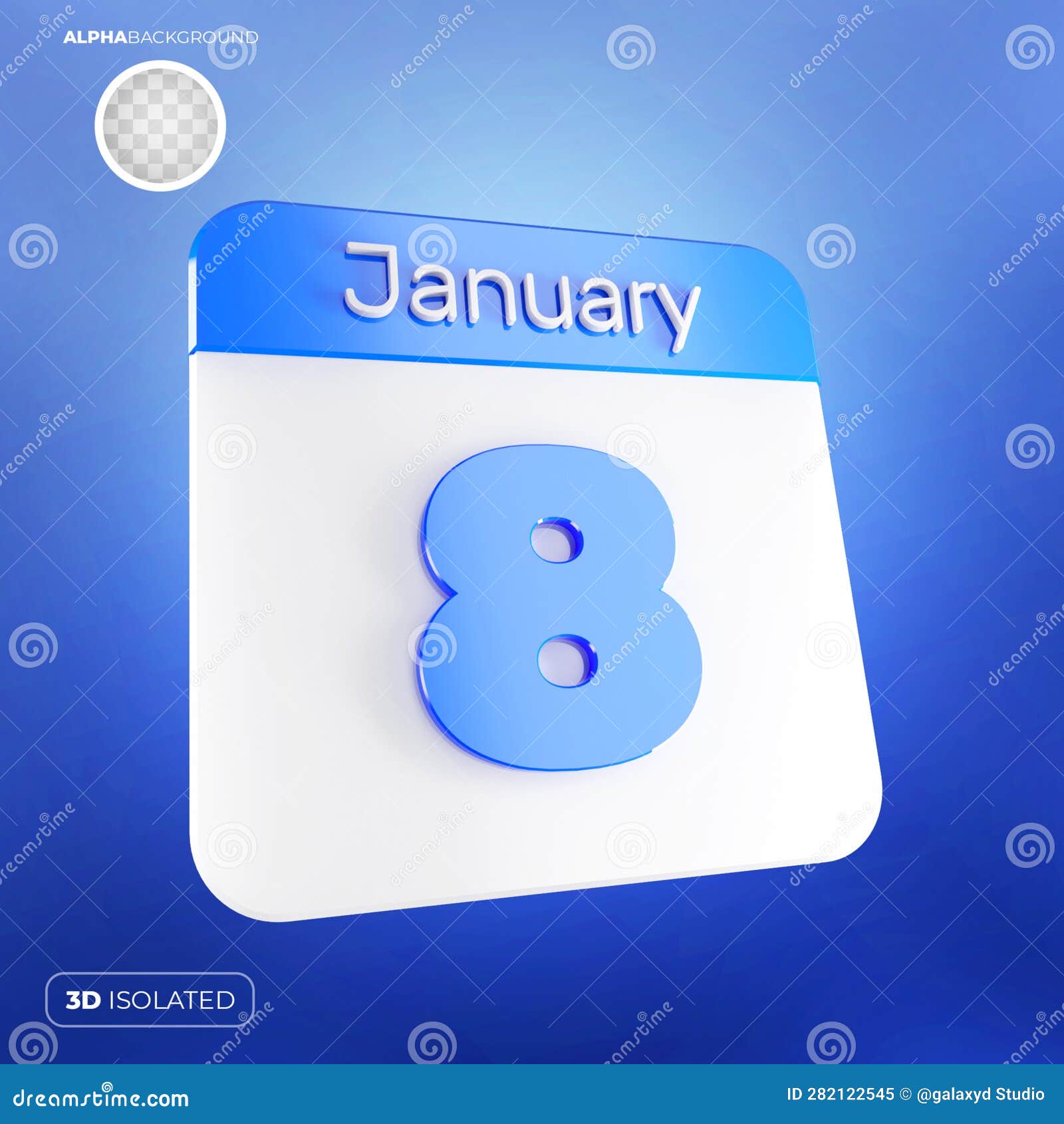 Calendar 8 January 3d Premium Psd Stock Vector - Illustration of 2023 ...