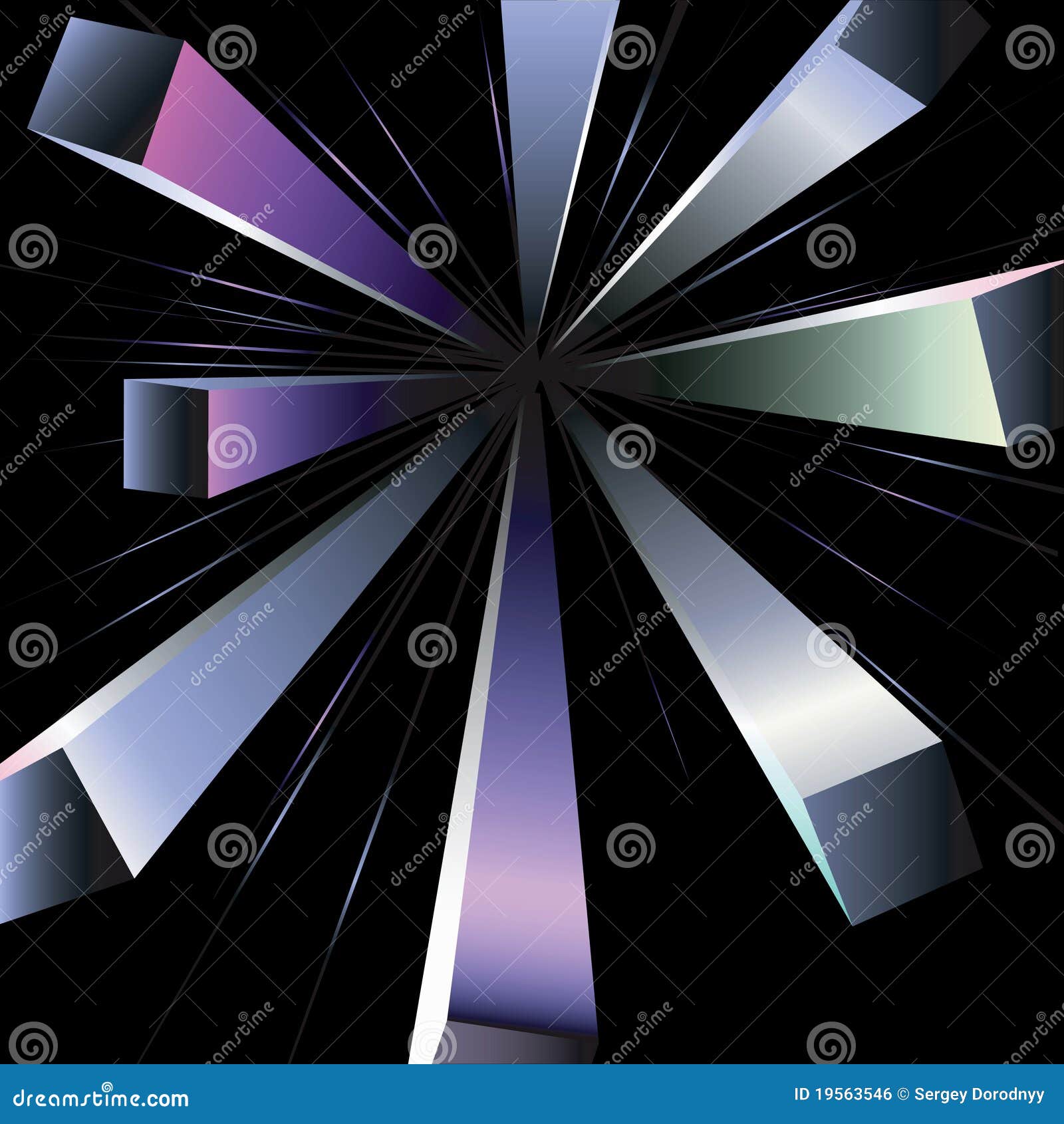 Pseudo 3d rays. stock vector. Illustration of center - 19563546