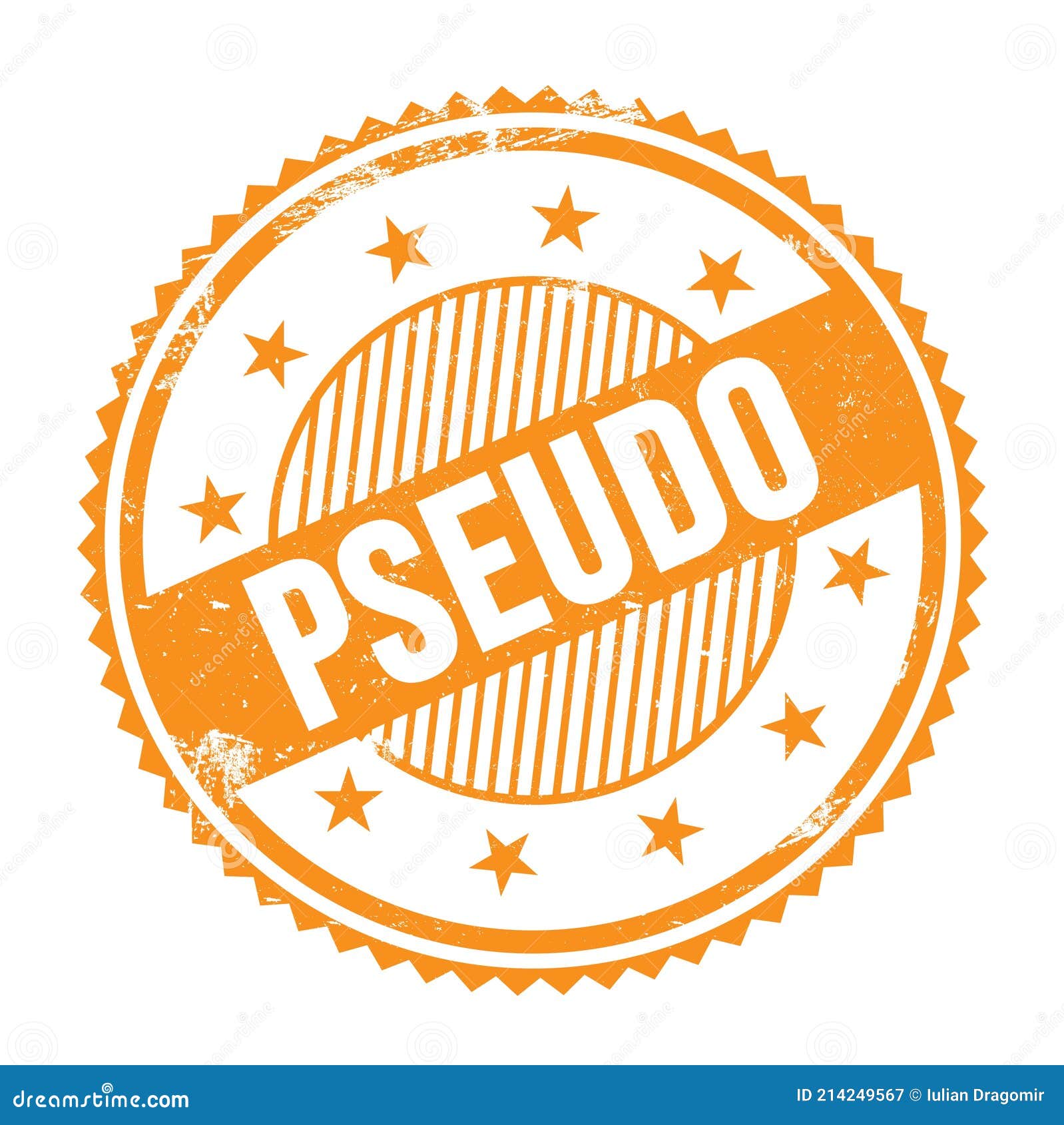 PSEUDO Text Written on Orange Grungy Round Stamp Stock Illustration ...