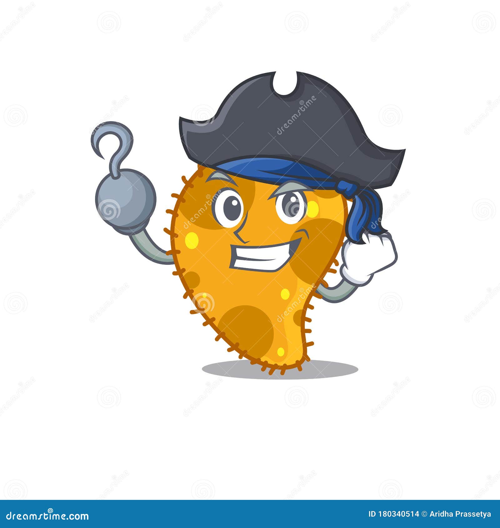 Pseudomonas Cartoon Design Style As a Pirate with Hook Hand and a Hat ...