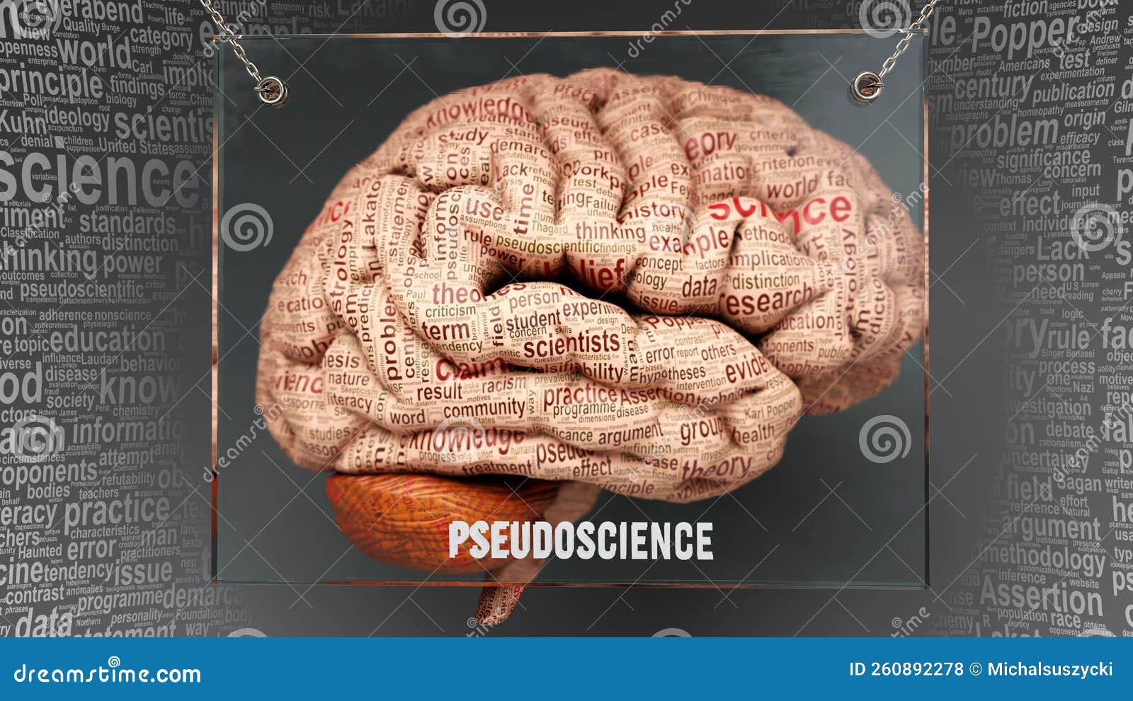 Pseudoscience in Human Brain Stock Illustration - Illustration of words ...