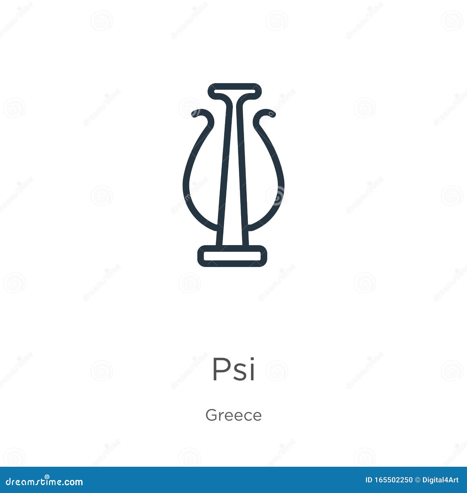 Psi Icon. Thin Linear Psi Outline Icon Isolated on White Background ...