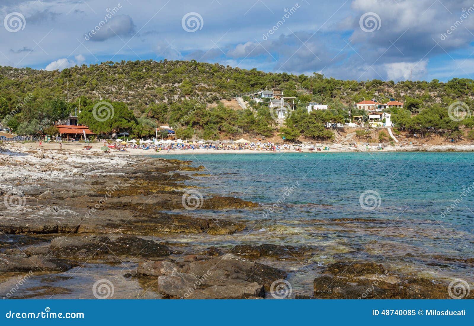 Psili Ammos beach stock image. Image of sand, aegean - 48740085