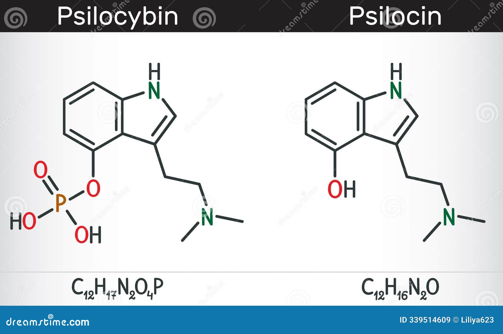 Psilocybin Alkaloid Molecule. It Is Naturally Psychedelic Prodrug Stock ...