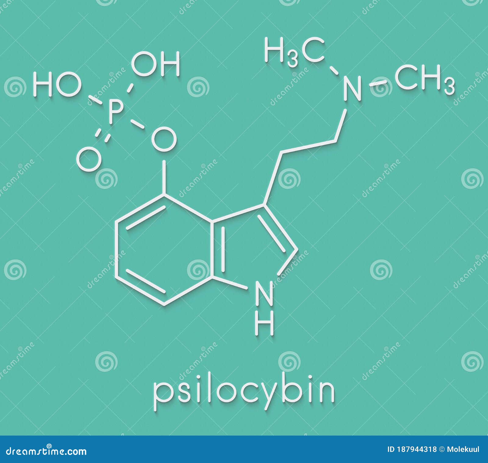 Psilocybin Psychedelic Mushroom Molecule. Prodrug of Psilocin. Skeletal ...