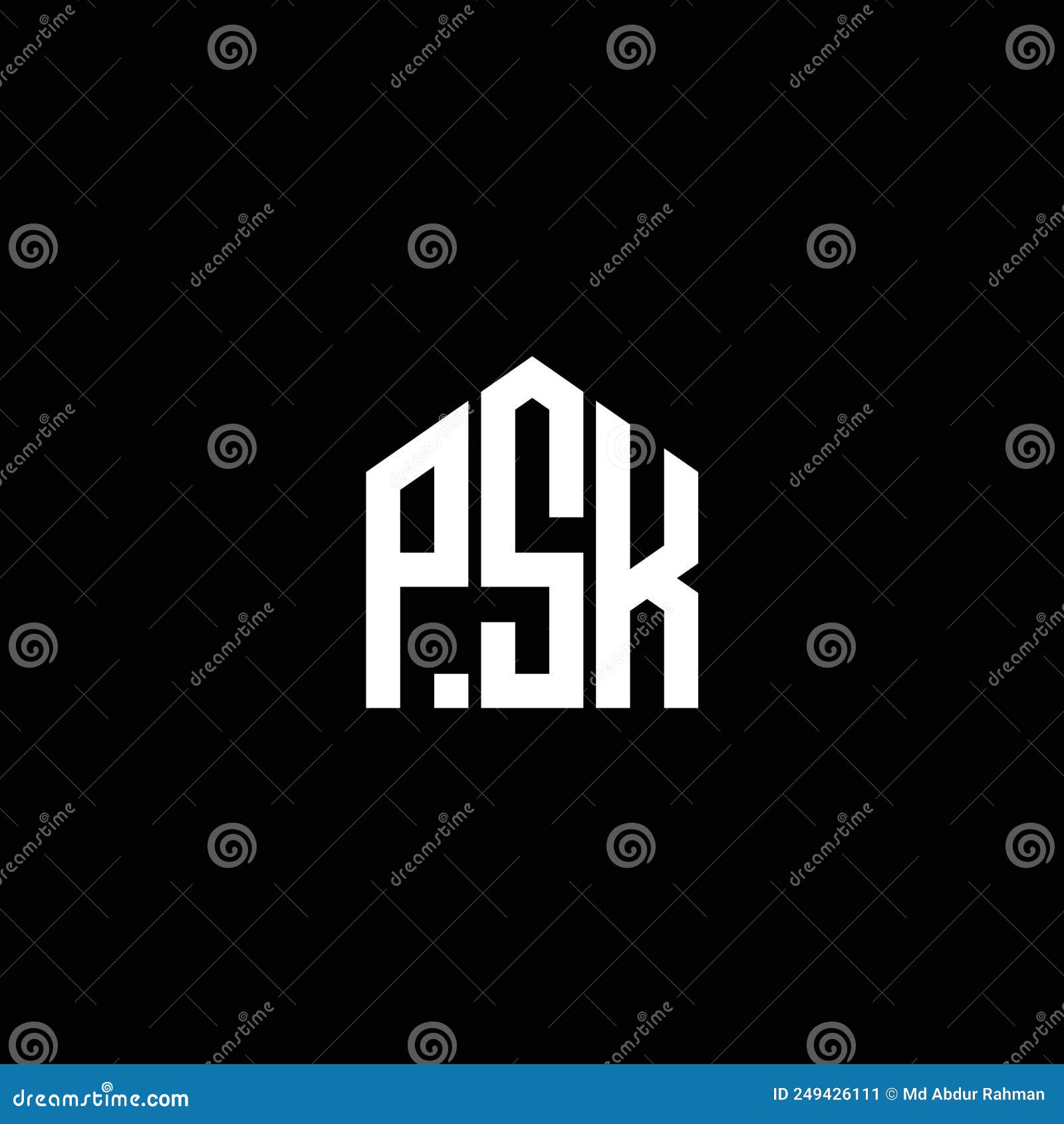 PSK Letter Logo Design on BLACK Background. PSK Creative Initials ...