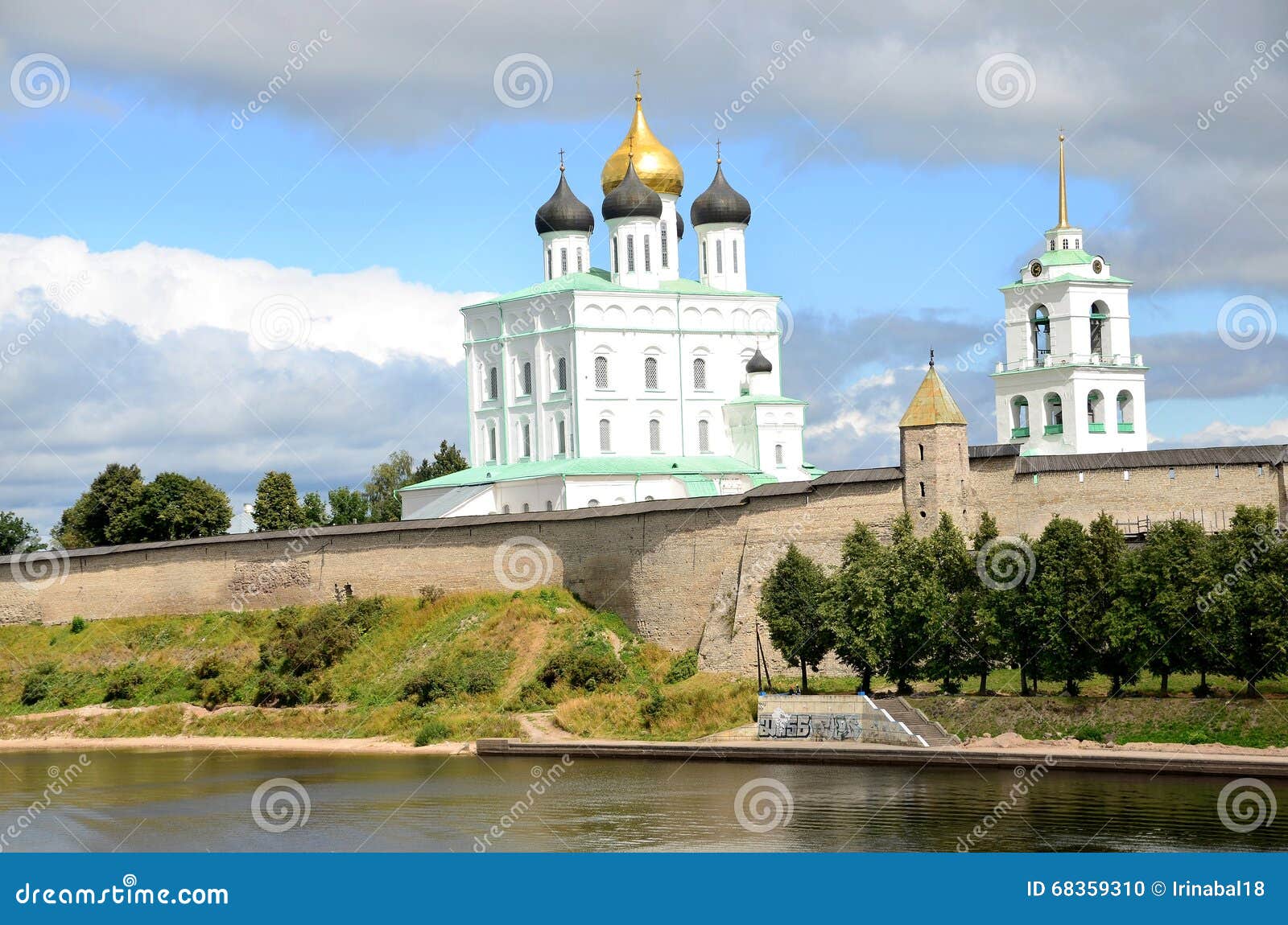 Pskov Kremlin with the Trinity Cathedral Stock Photo - Image of kremlin ...