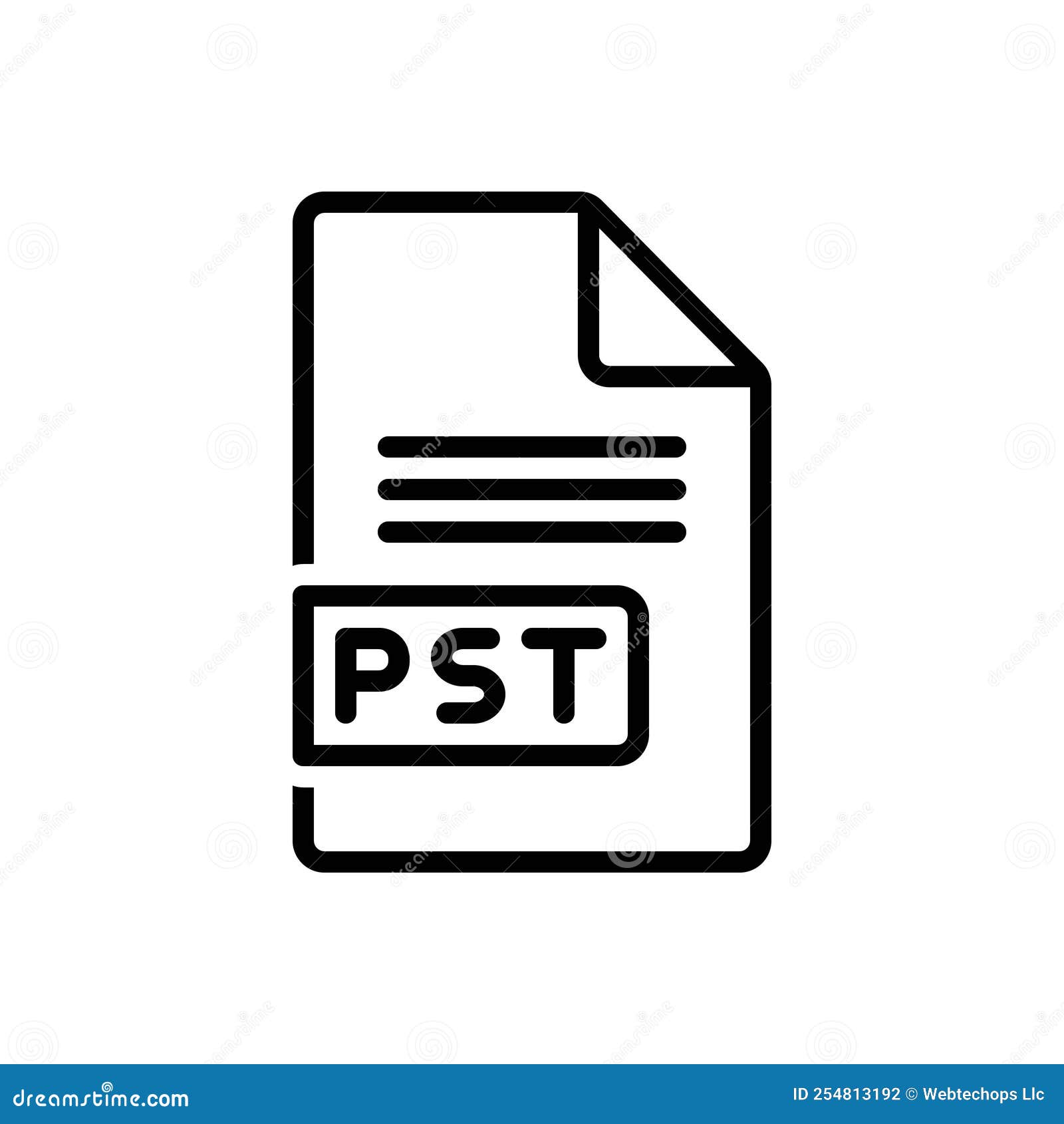 Black Line Icon for Pst, File and Document Stock Illustration ...