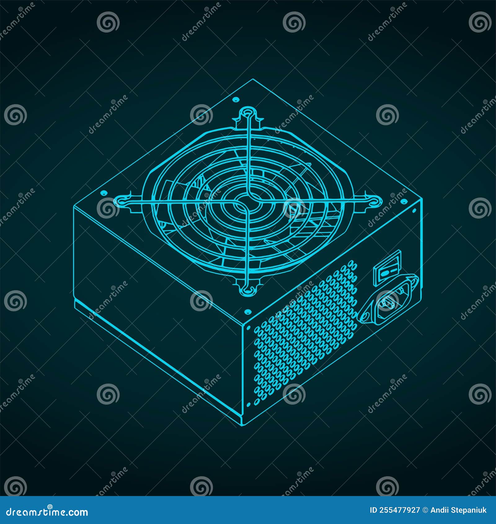 PSU isometric blueprint stock vector. Illustration of electricity ...