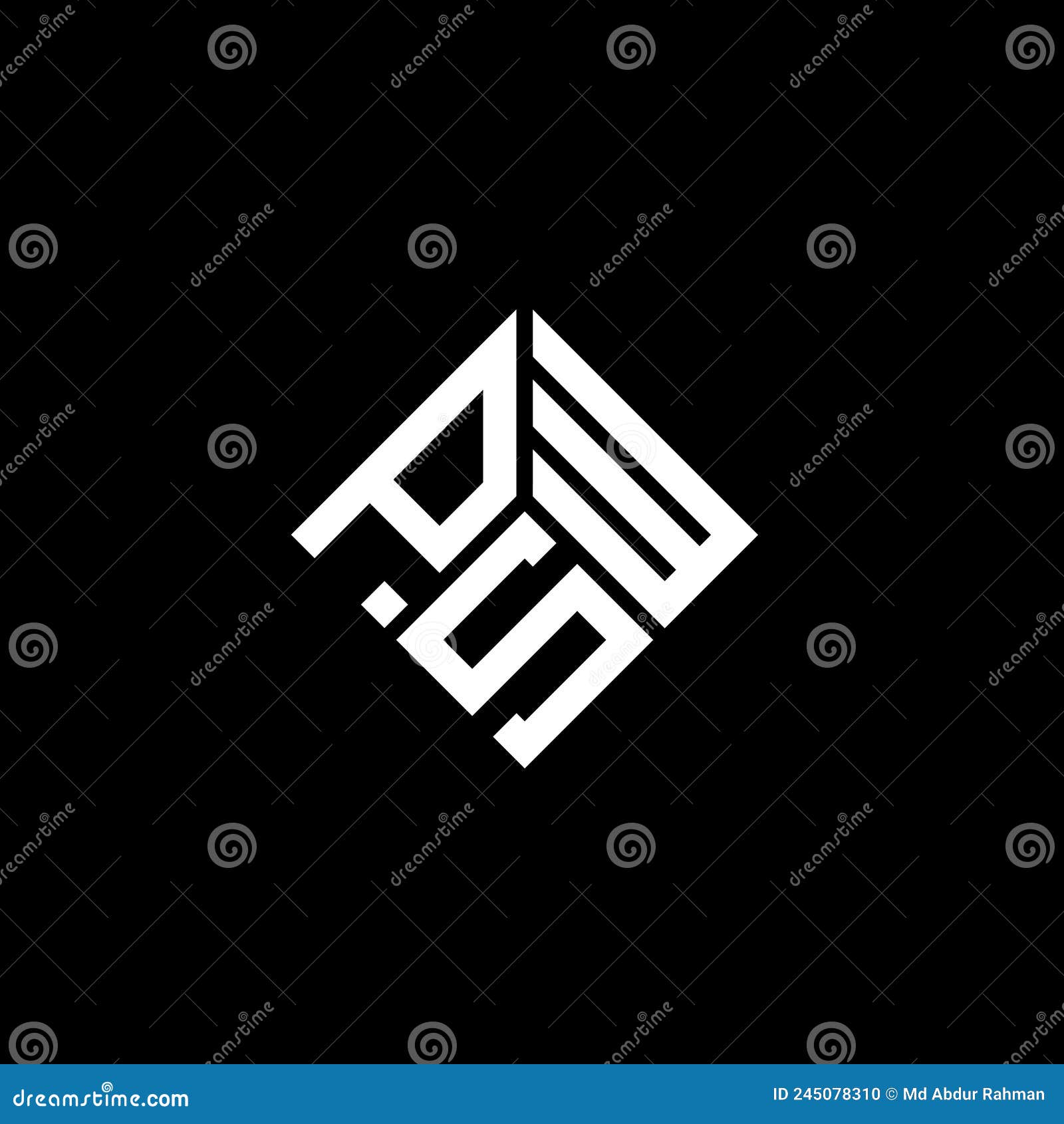 PSW Letter Logo Design on Black Background. PSW Creative Initials ...