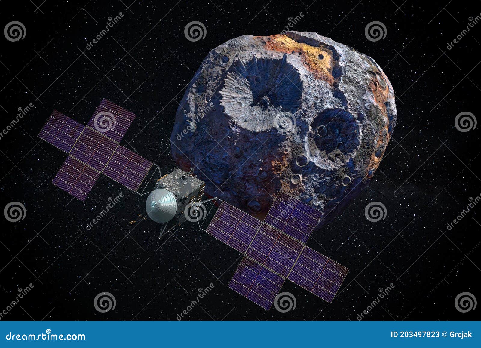 Psyche asteroid in space stock image. Image of fiction - 203497823