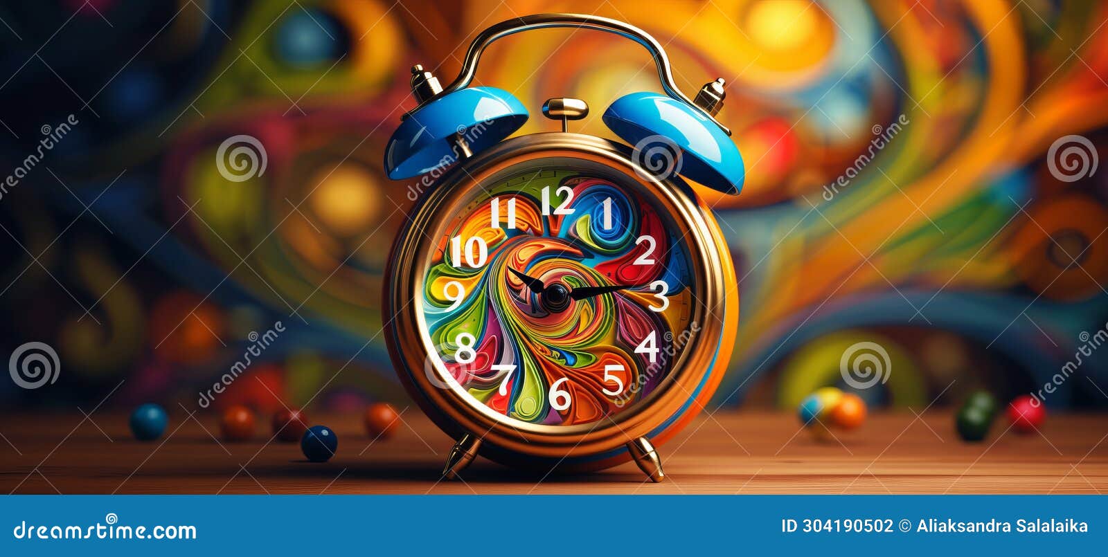 Psychedelic Abstract Background with Alarm Clock, Creative Text and ...