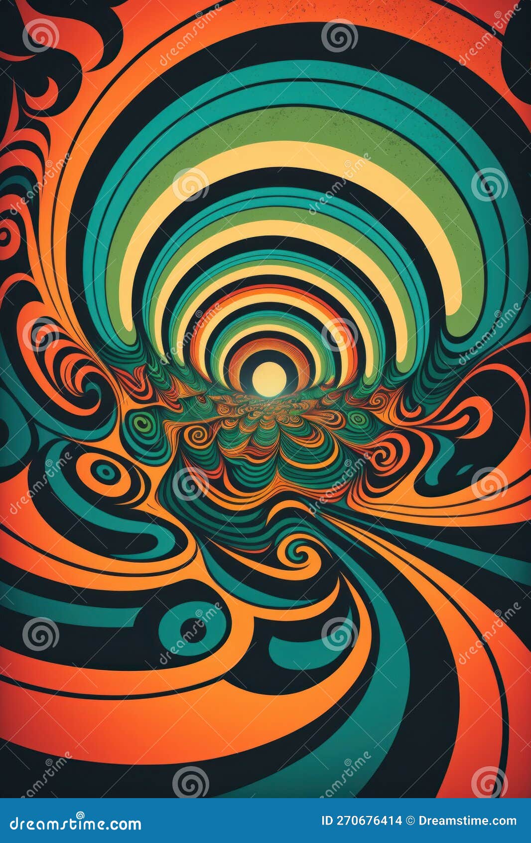 Psychedelic Abstract Background Cover Banner Design. Retro 60s 70s ...