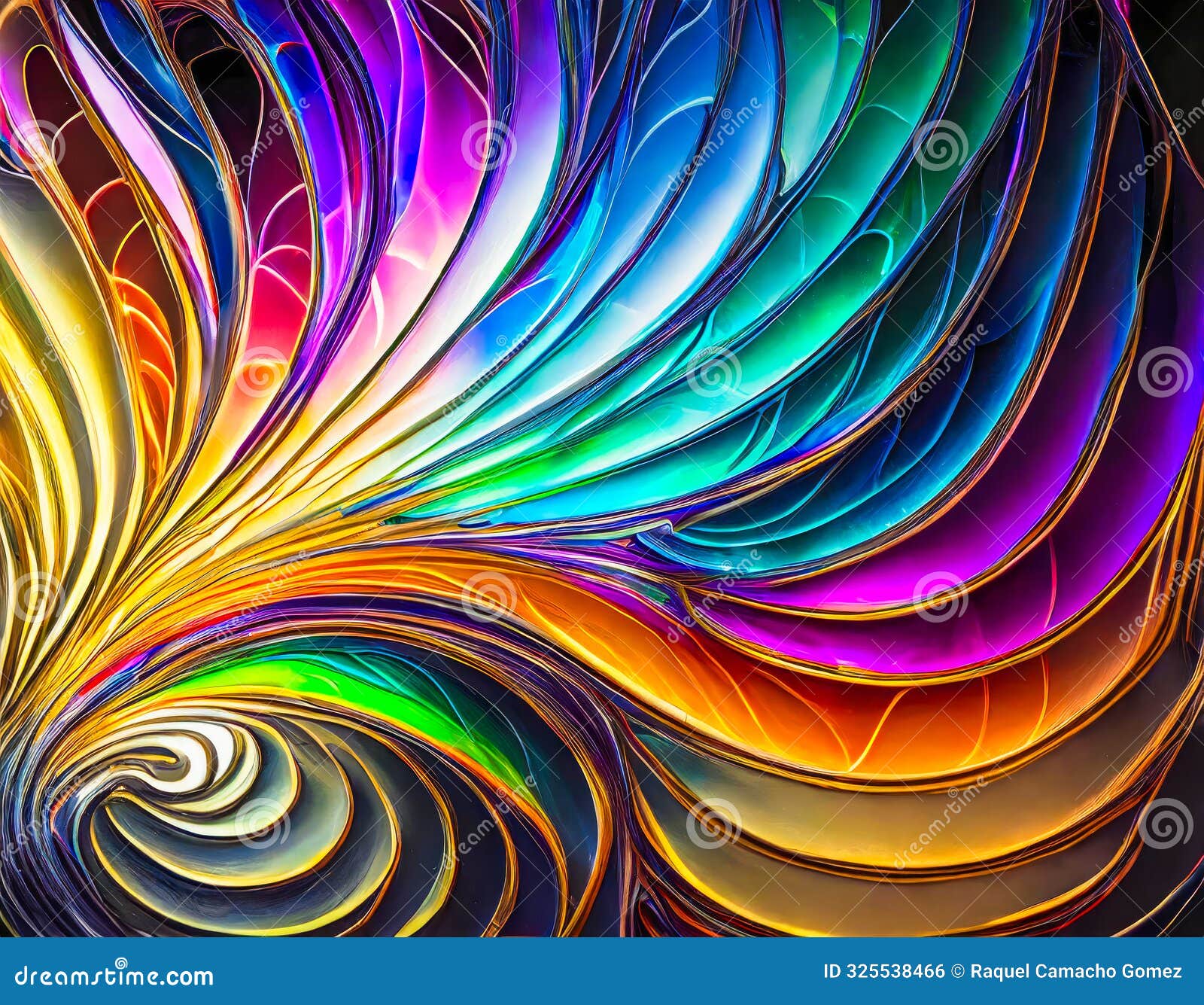 Psychedelic Abstract Background Featuring Colorful Sinuous Lines ...