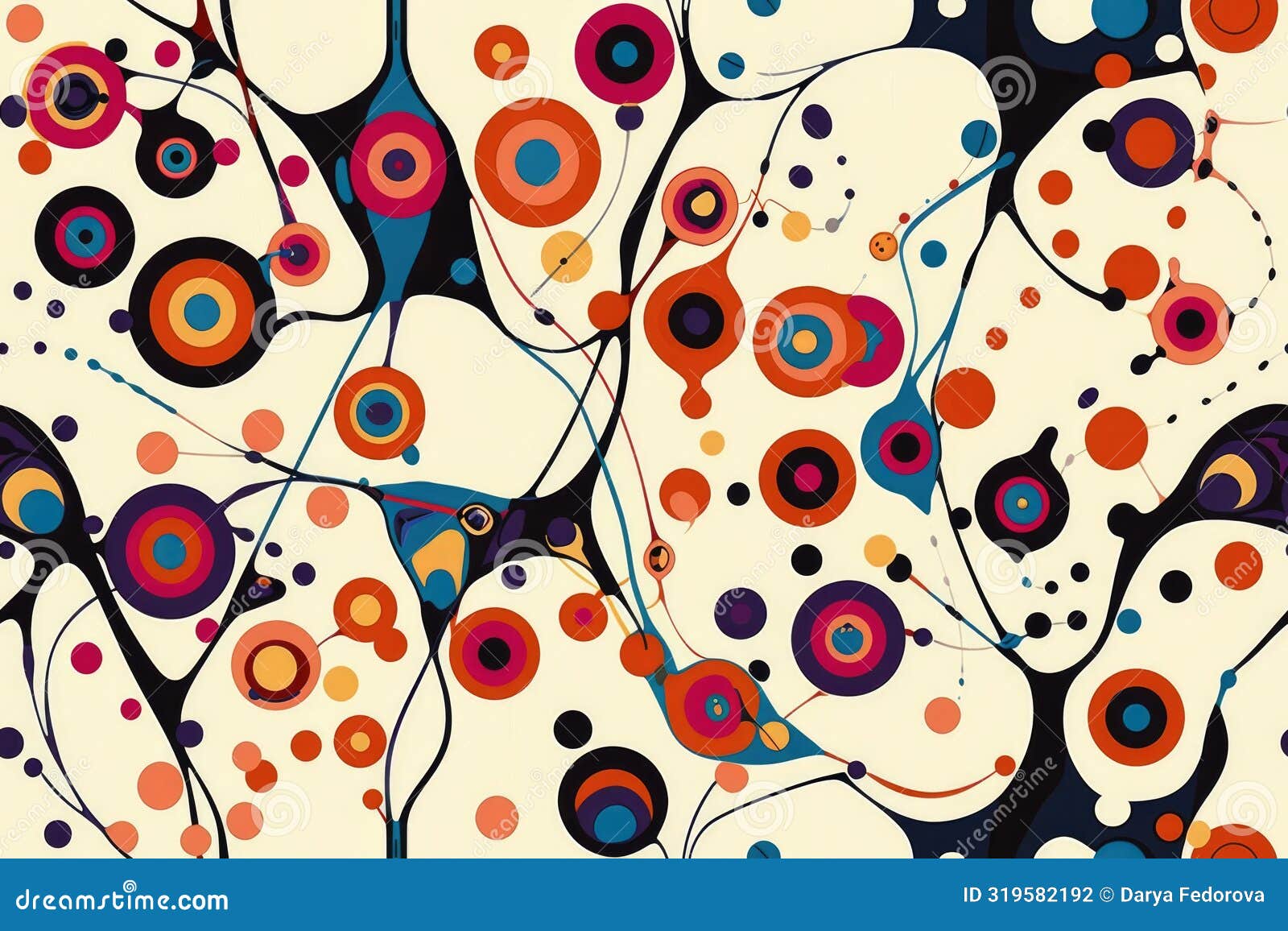 Psychedelic Abstract Pattern with Retro Color Palette and Fluid Shapes ...