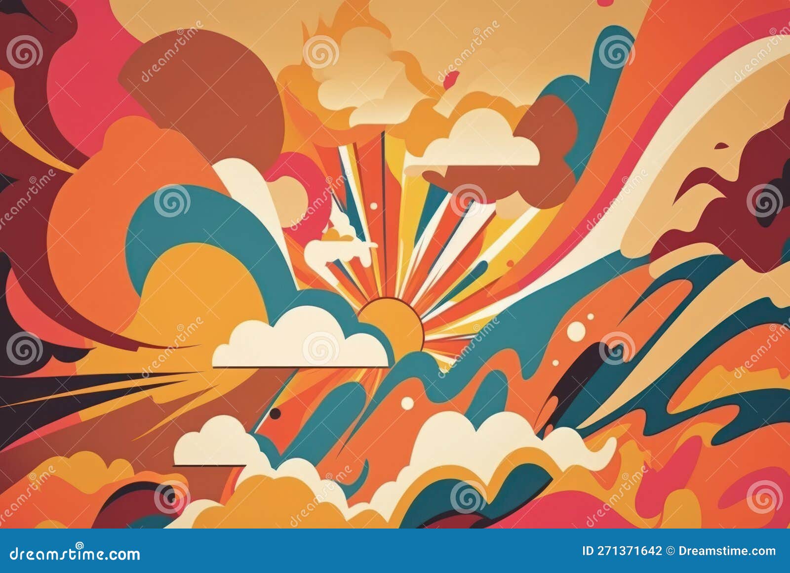 Psychedelic Abstract Retro Vibe Background, Warm Color Stock ...