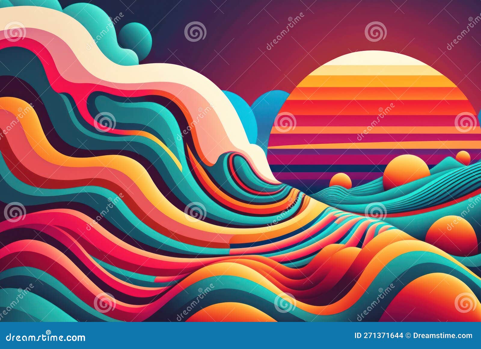 Psychedelic Abstract Retro Vibe Background, Warm Color Stock ...
