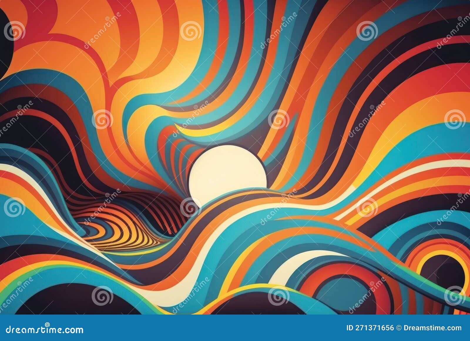 Psychedelic Abstract Retro Vibe Background, Warm Color Stock ...