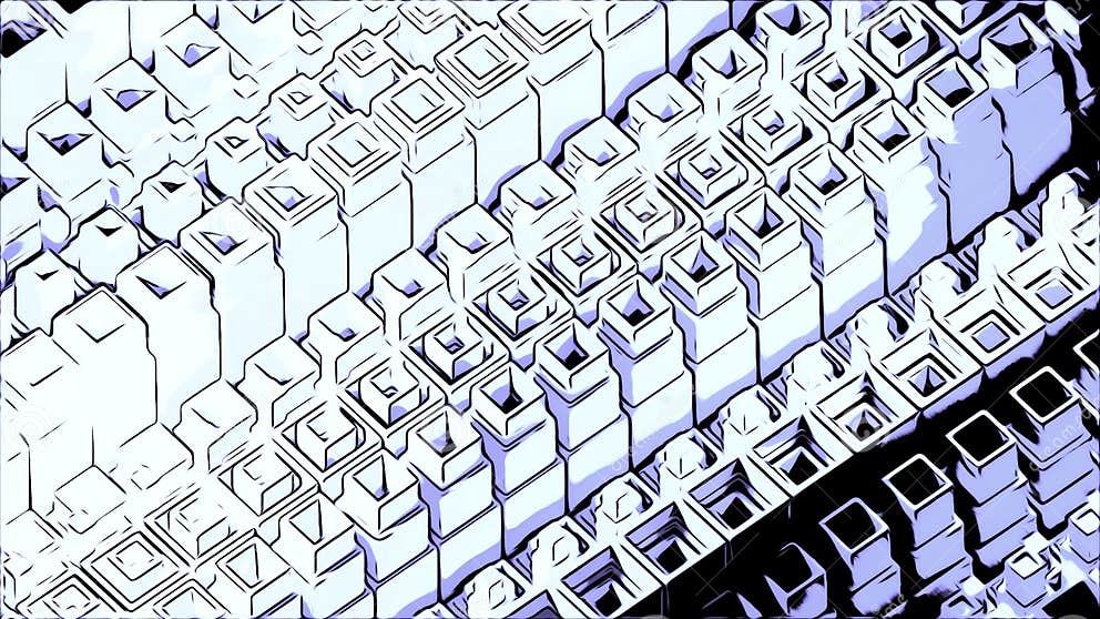 Psychedelic Animation with Geometric Moving Columns. Design. Square ...