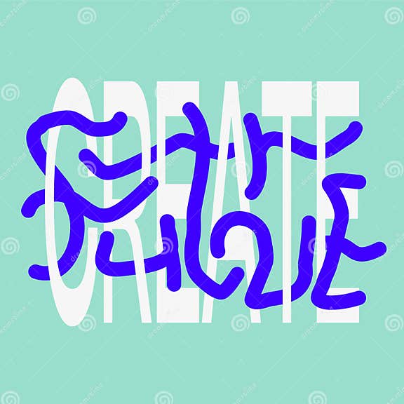 Hand Drawn and Typography Trendy Graffiti Style Text with Mint Green ...