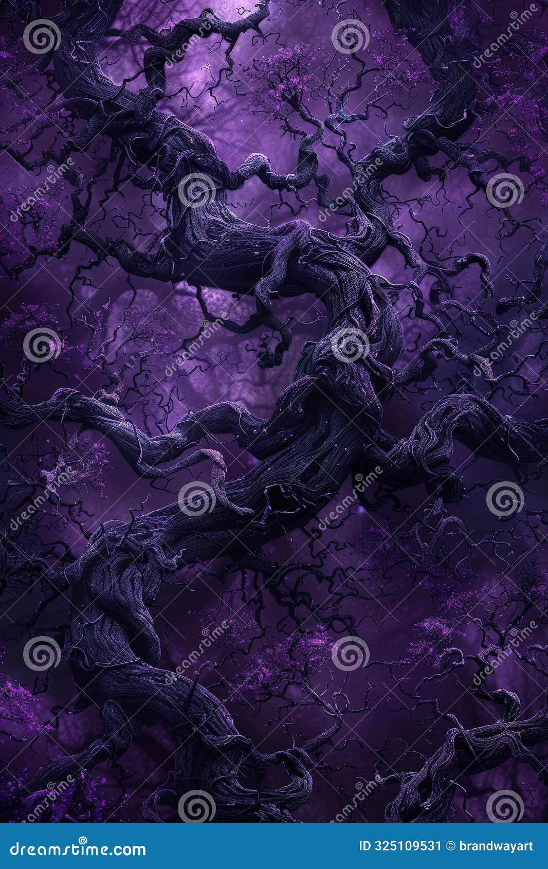 Purple and Black Background with Tree in the Middle Stock Illustration ...