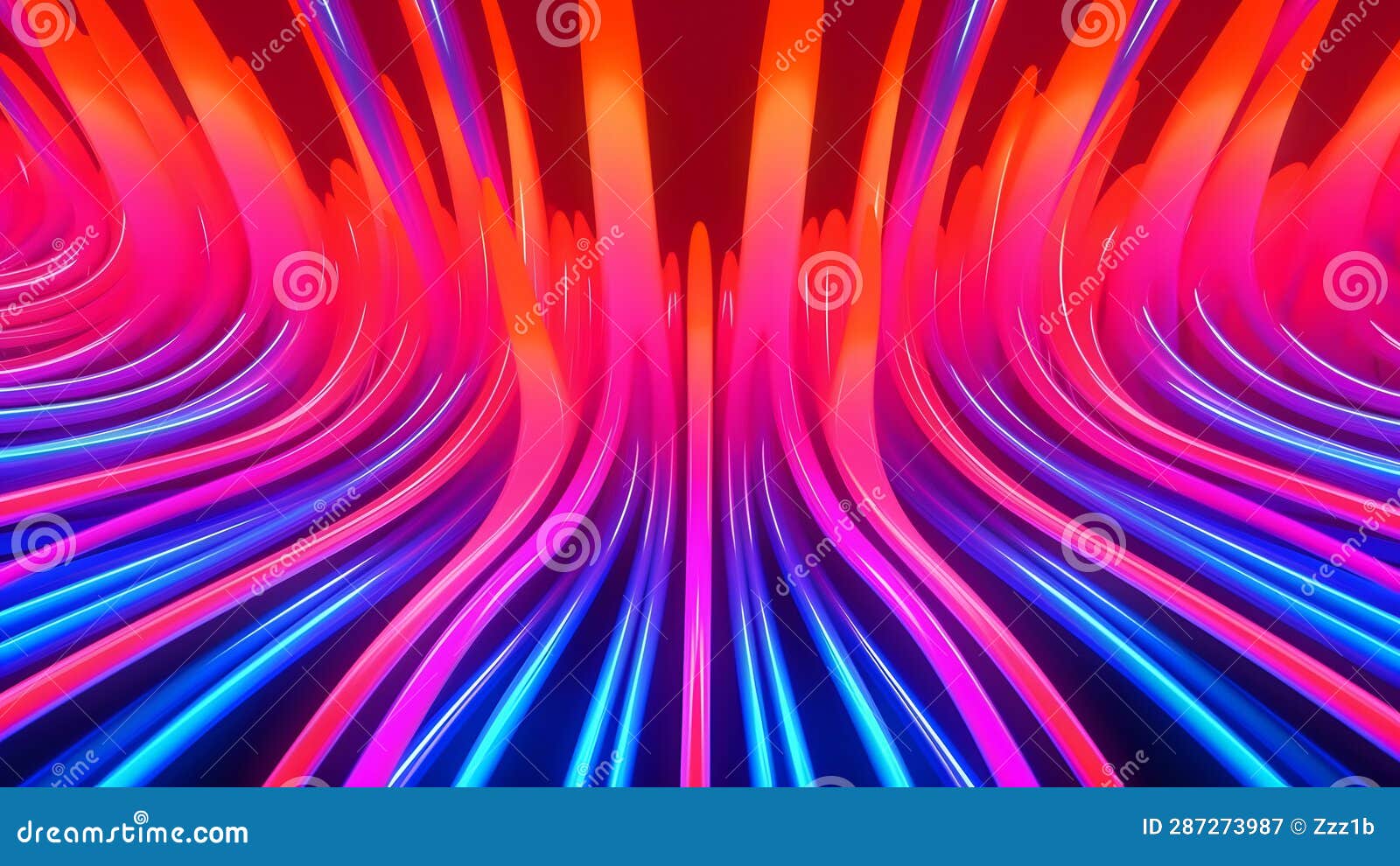 Psychedelic Background with Clean Smooth Neon Colored Wires Arranged in ...