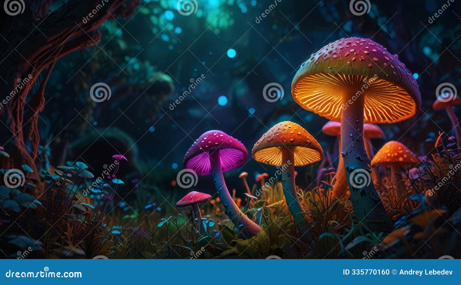 Psychedelic Background with Fluorescent Paints and Magic Mushrooms ...