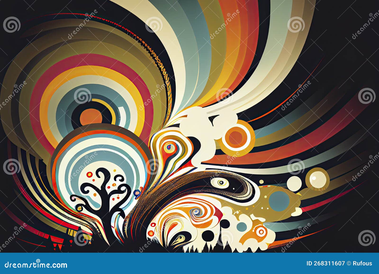 Psychedelic Background in a Retro Style Stock Illustration ...