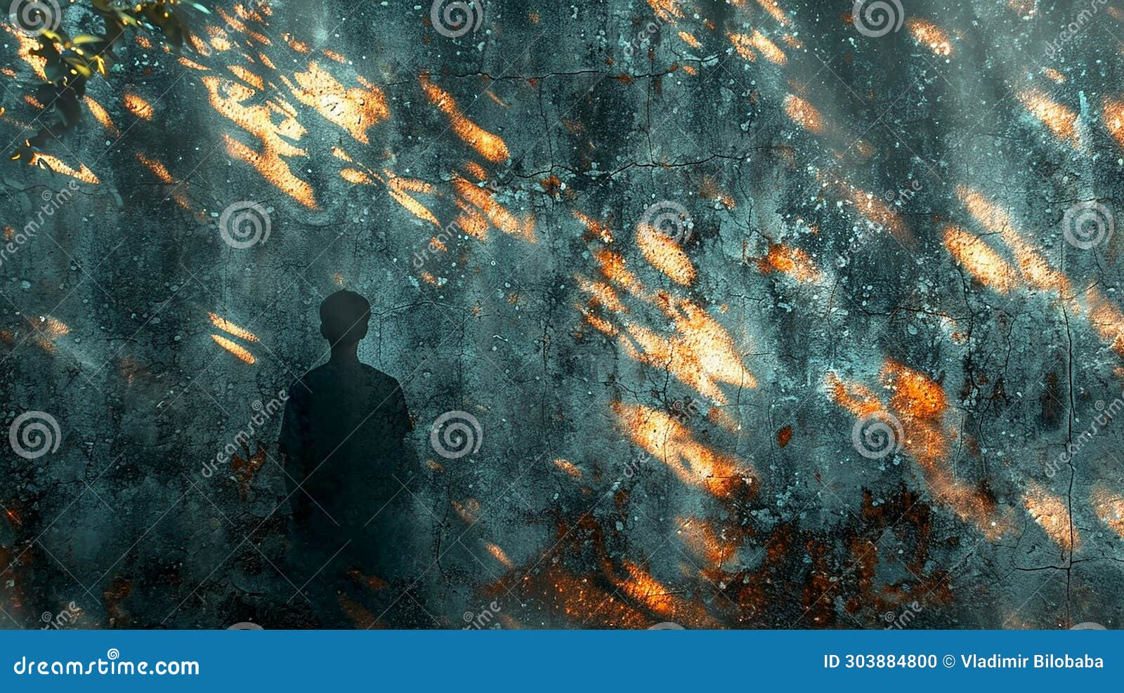 Psychedelic Background with a Silhouette of a Man Stock Illustration ...