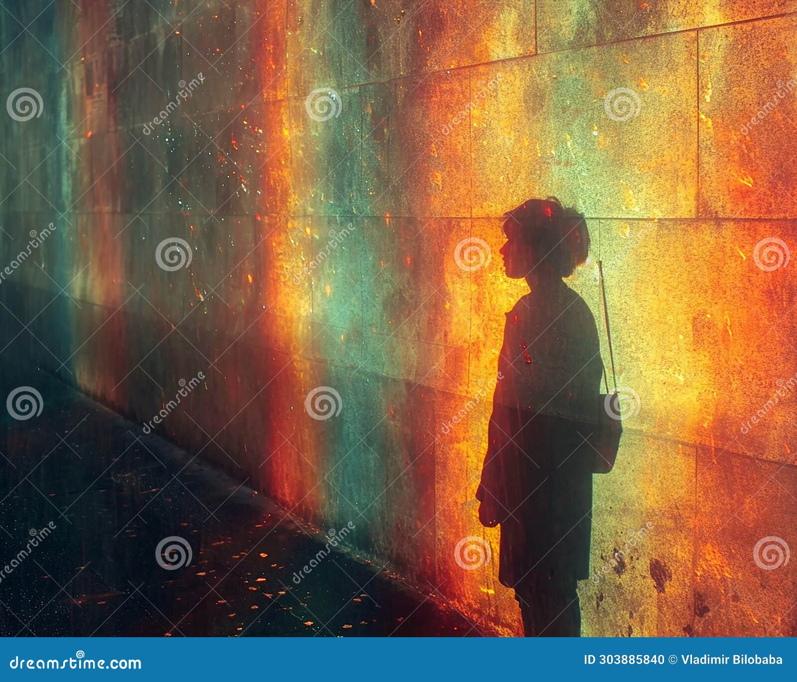 Psychedelic Background with a Textured Wall Stock Illustration ...