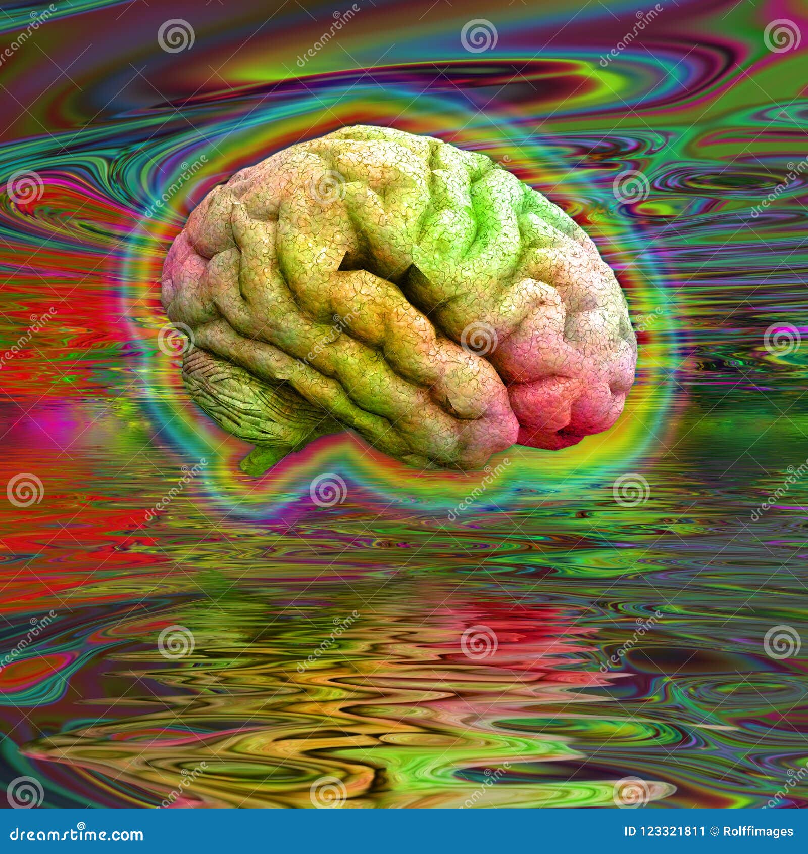 Psychedelic Brain stock illustration. Illustration of human - 123321811