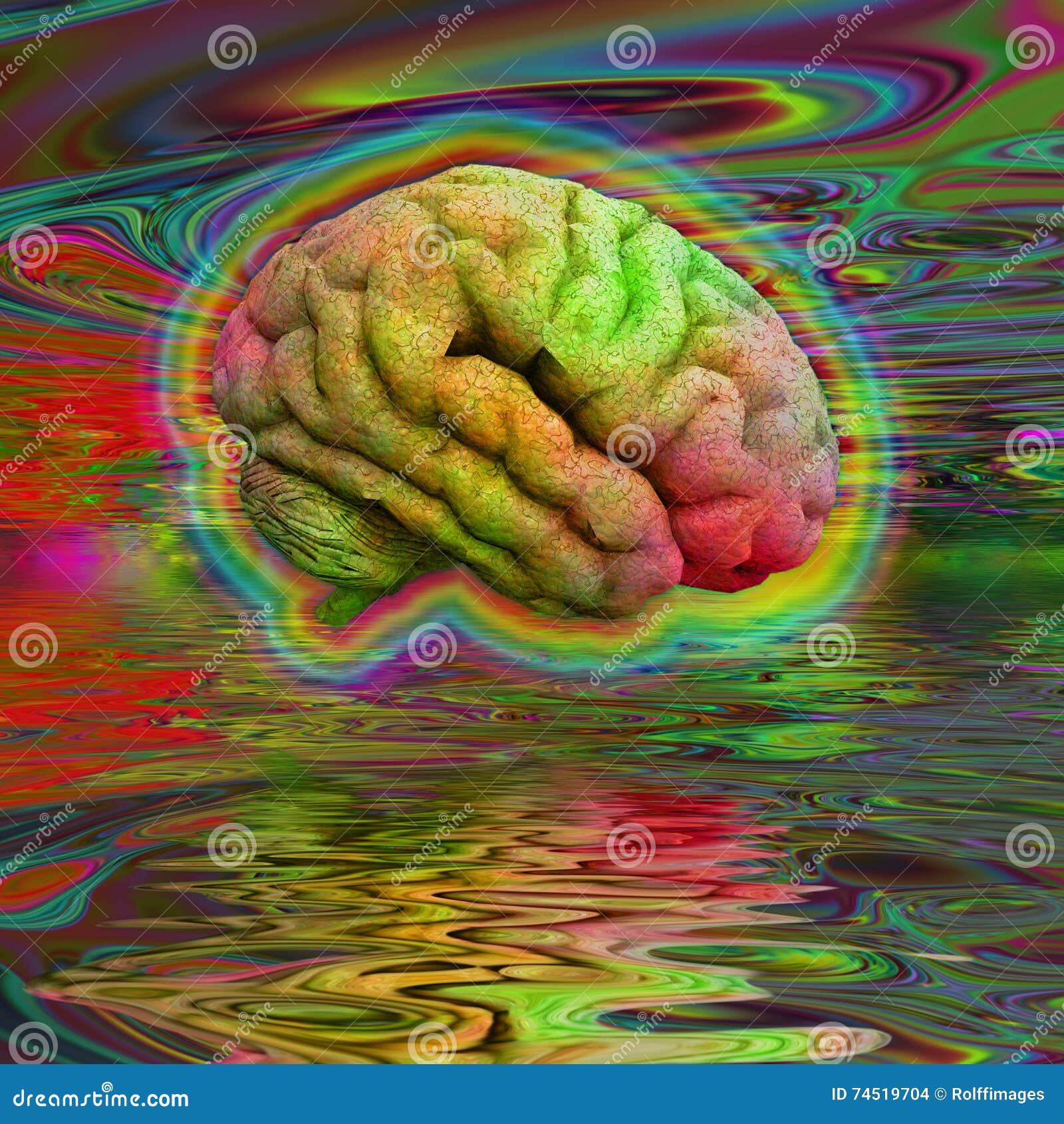 Psychedelic Brain stock illustration. Illustration of imagination ...
