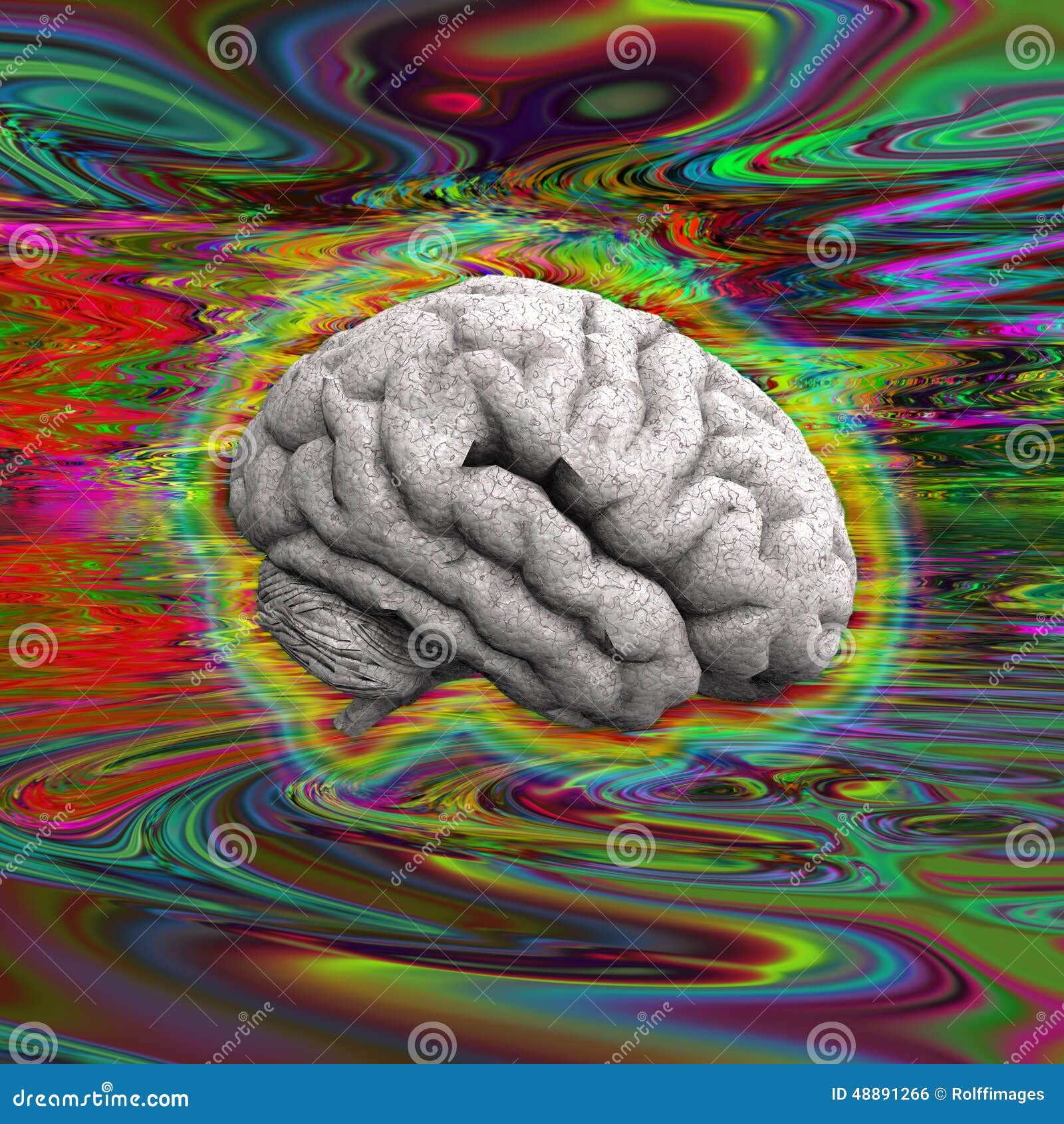 Psychedelic Brain stock illustration. Illustration of color - 48891266