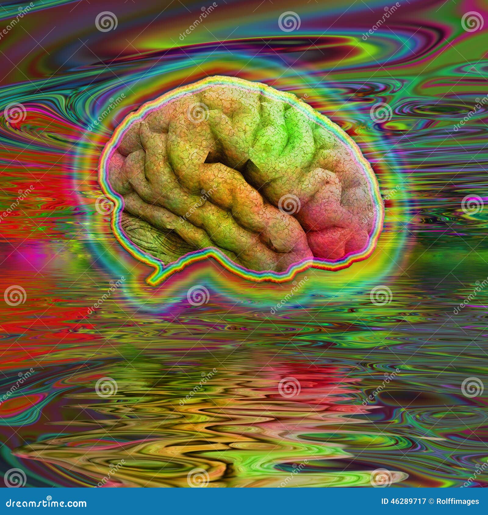 Psychedelic Brain stock illustration. Illustration of abstract - 46289717