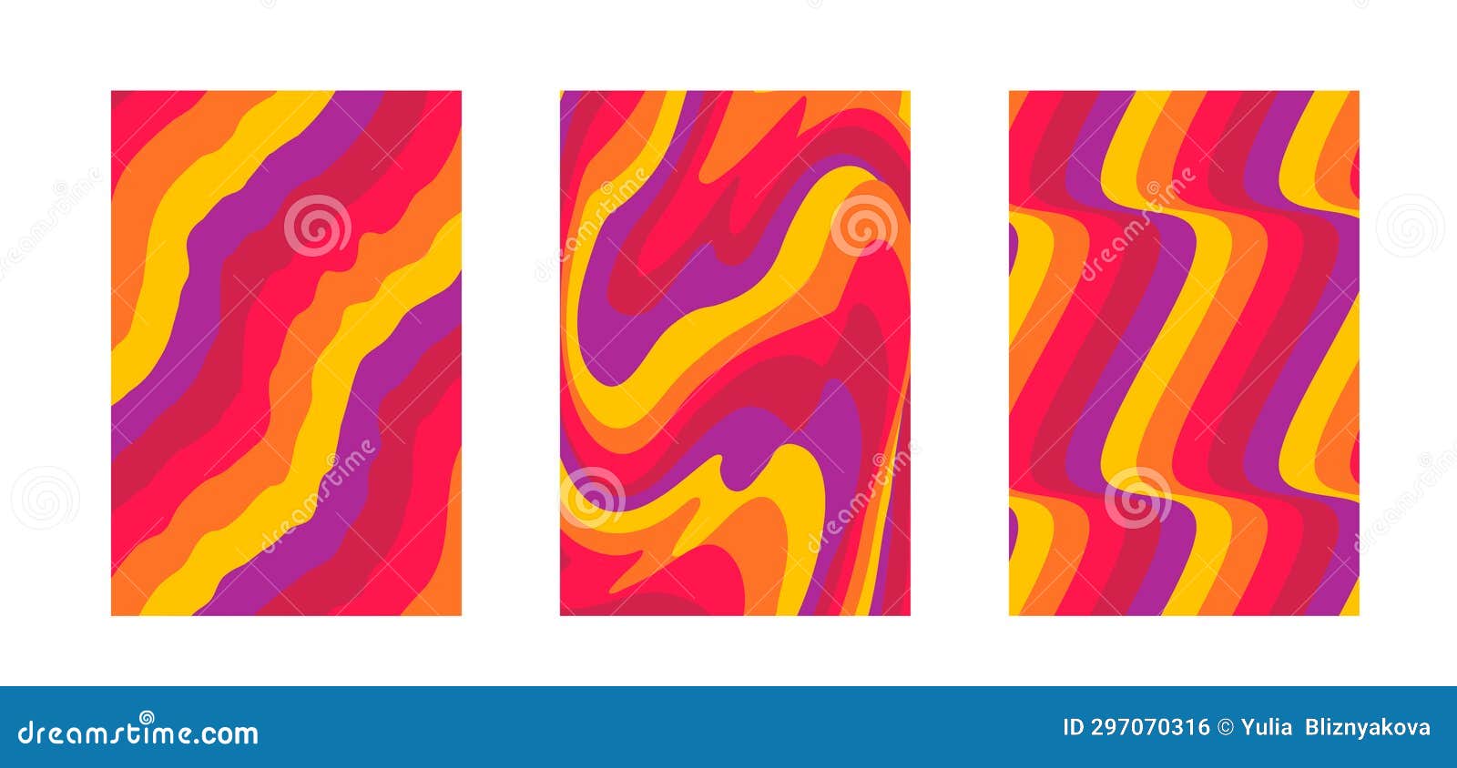 Psychedelic Bright Retro Background. Texture with Wavy Rainbow Lines ...