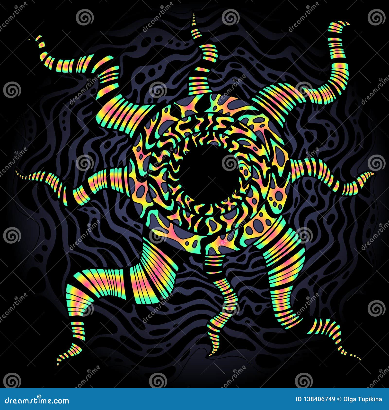 Psychedelic Bright Surreal Doodle Background. Colorful Abstract ...