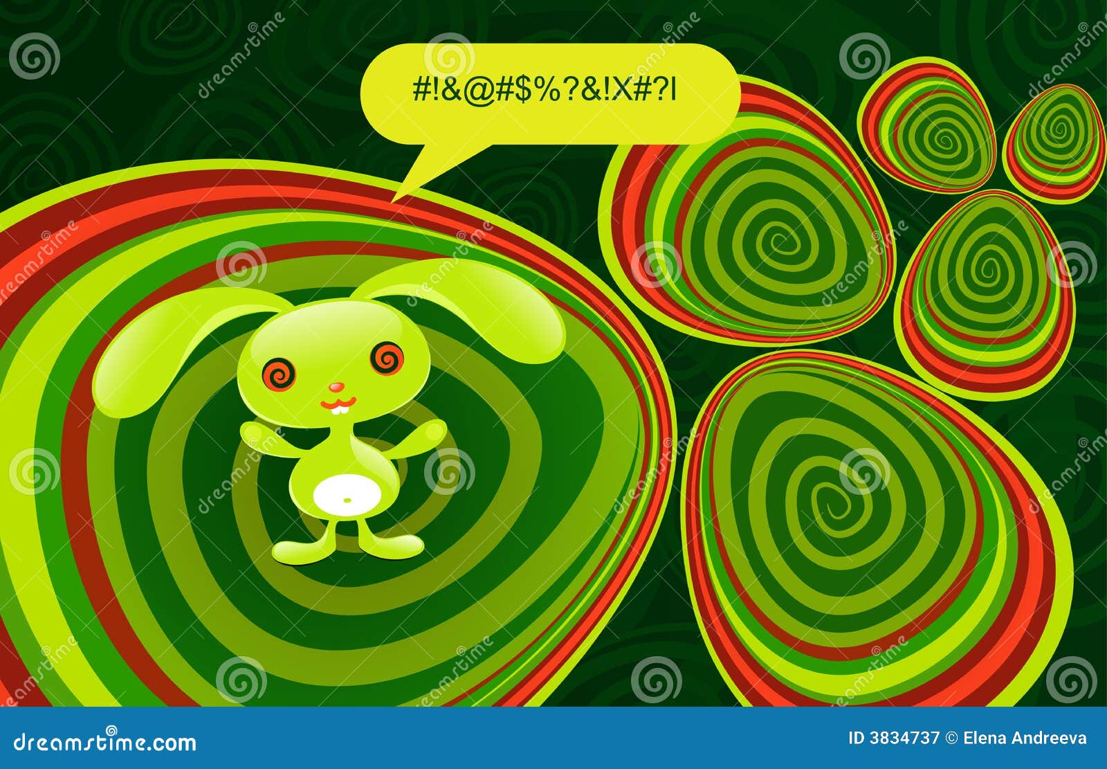 Psychedelic bunny. stock vector. Illustration of funky - 3834737