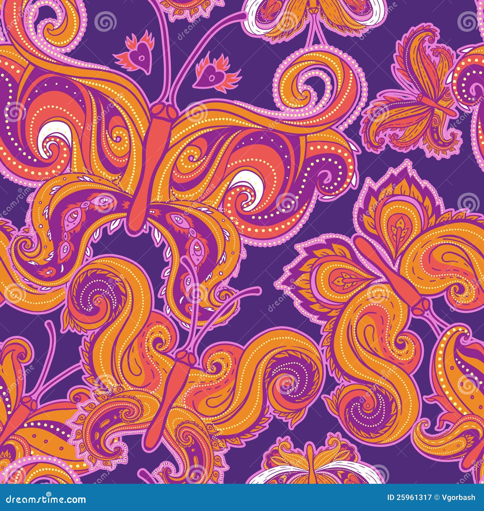 Psychedelic Butterfly Seamless Pattern Stock Vector - Illustration of ...