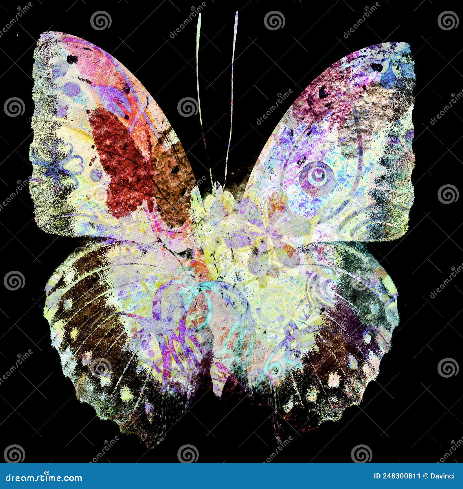 Psychedelic Butterfly Texture Background Stock Illustration ...