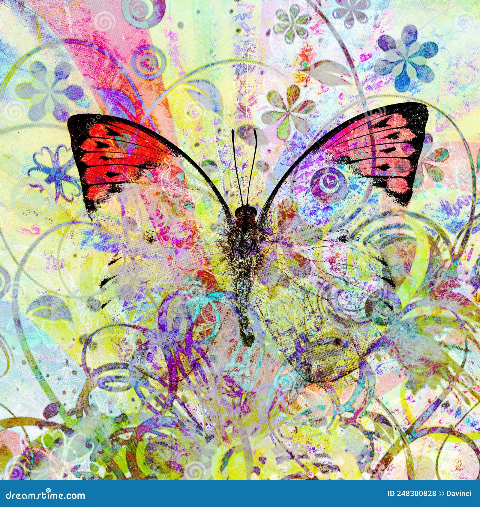 Psychedelic Butterfly Texture Background Stock Illustration ...