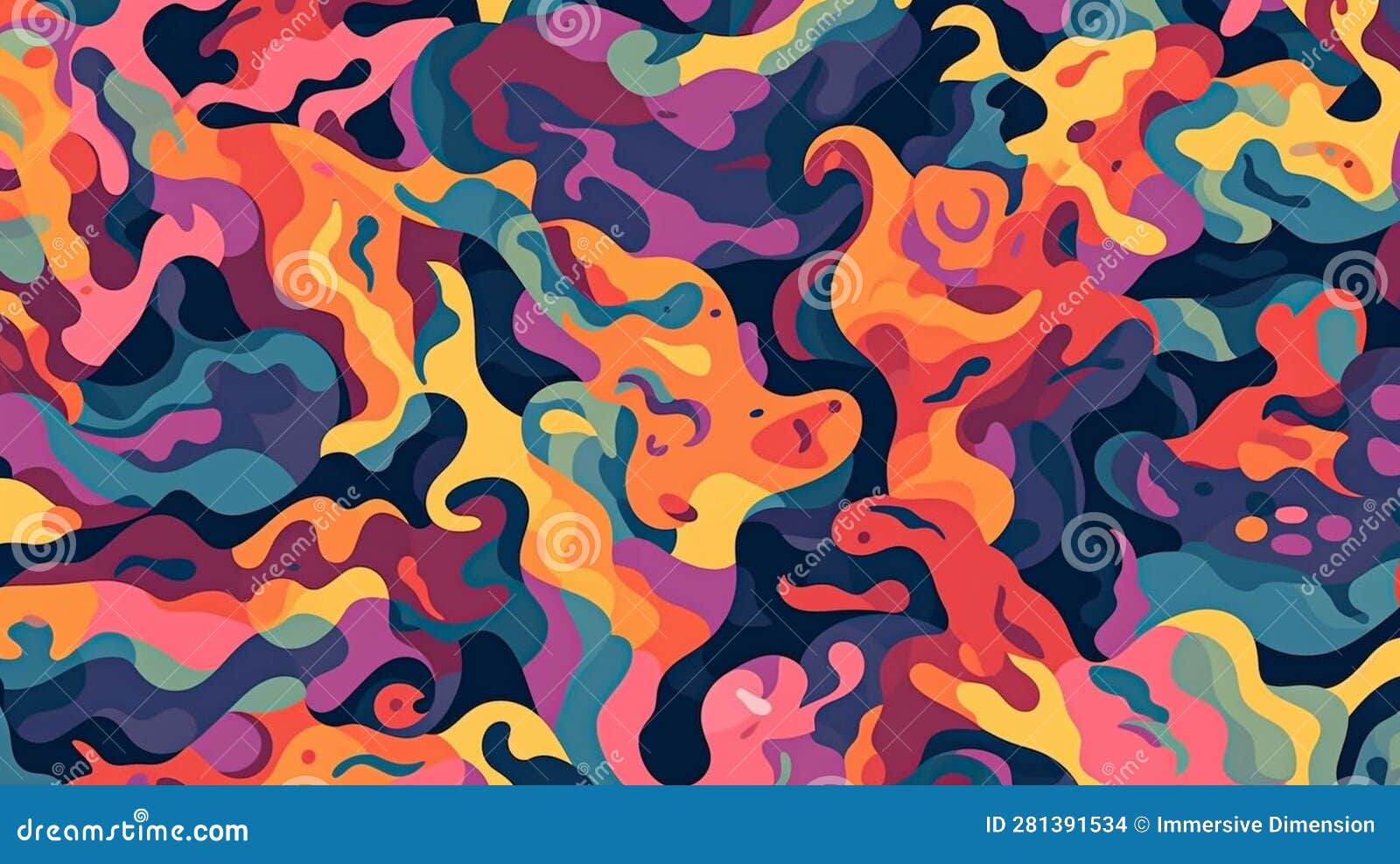 Psychedelic Camouflage Pattern Effect. Raster Art for Creative Projects ...