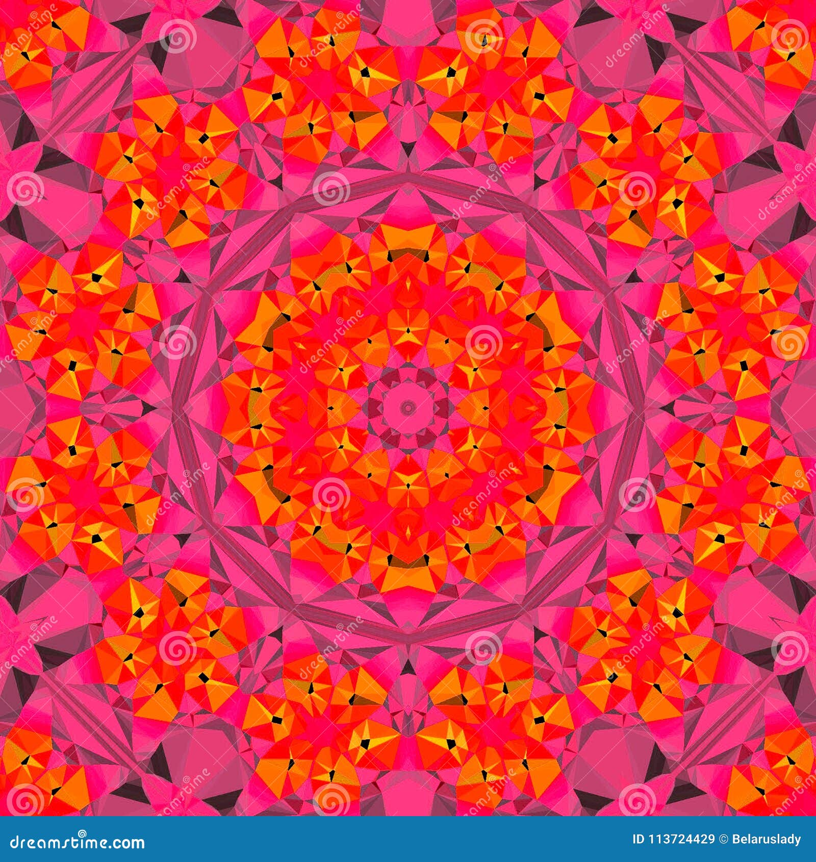 Psychedelic Centralized Pattern Red Sun Shaped Mandala Design with ...