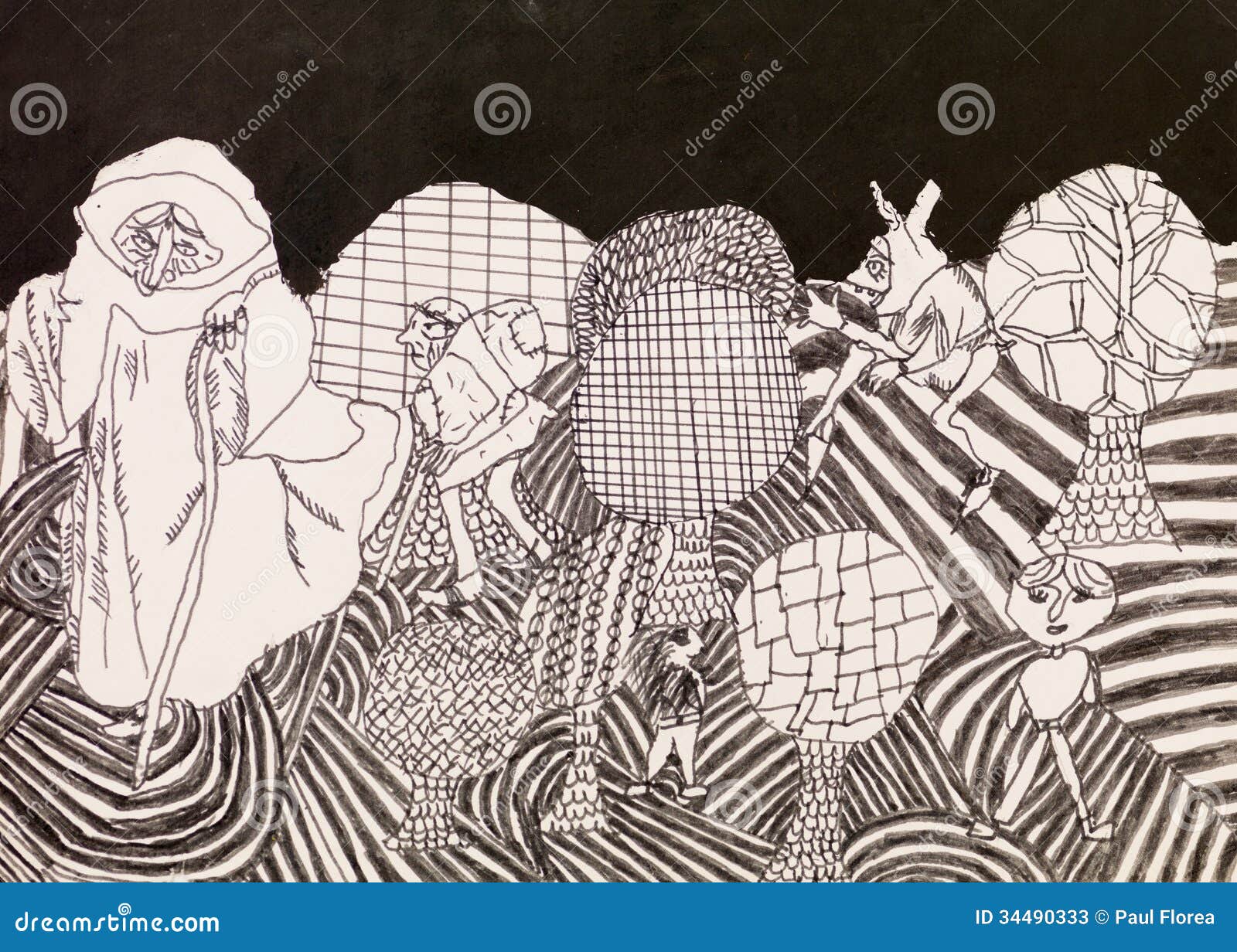 Psychedelic Characters, Doodle Stock Illustration - Illustration of ...