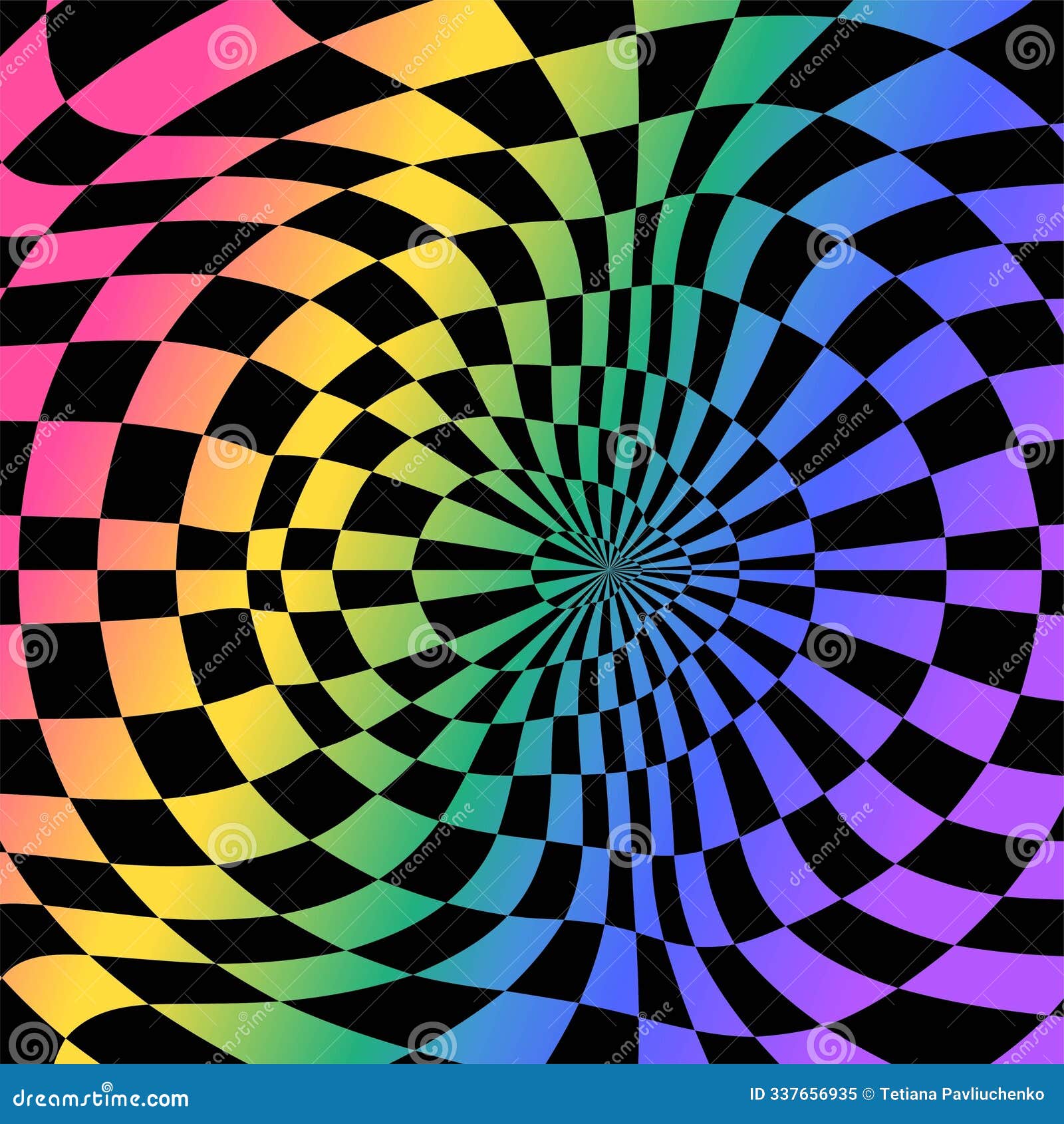 Psychedelic Checkerboard Rainbow Stock Illustration - Illustration of grid, geometric: 337656935